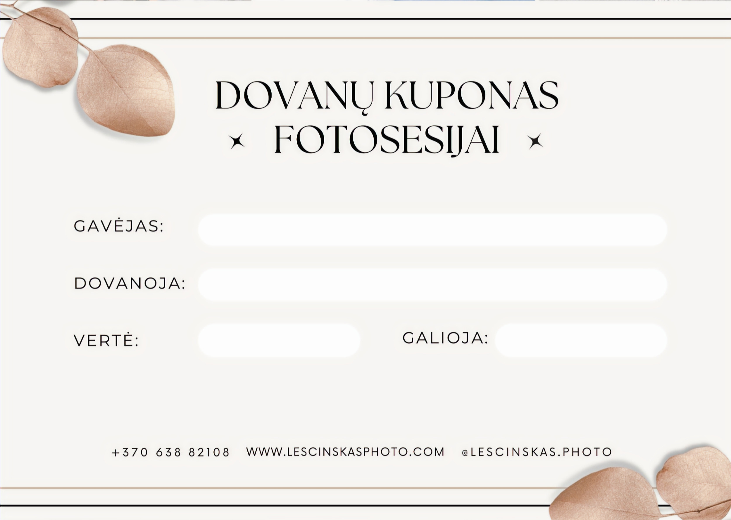 Dovanų Kuponas Fotosesijai | Dainius Leščinskas Fotografas