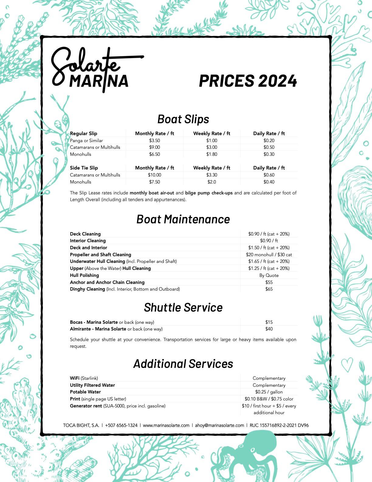 Prices 2024 | Marina Solarte