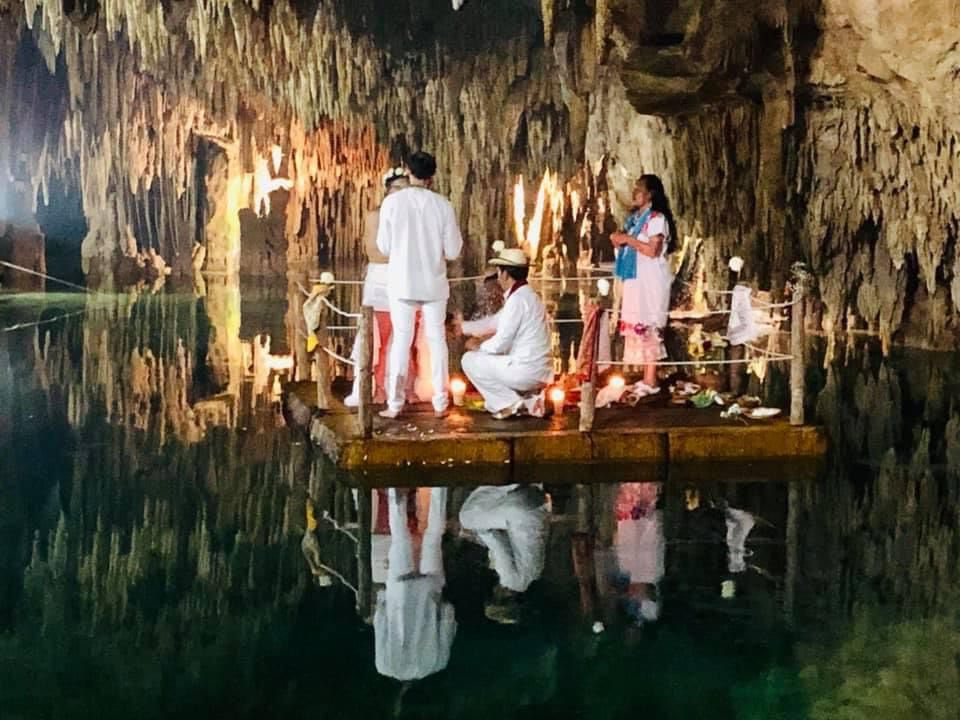 Mayan traditional wedding ceremony in a magical cave