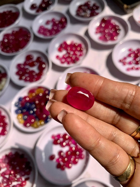 Composite gemstones: Lead glass filled rubies