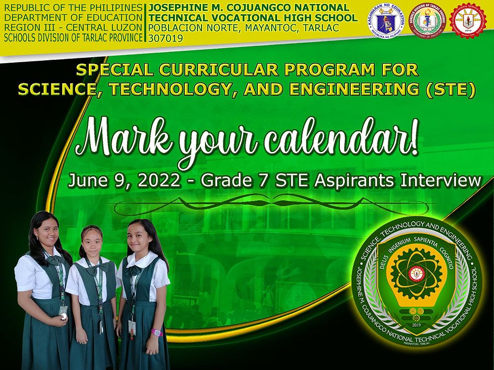 Interview for the aspiring Grade 7 STE learners.