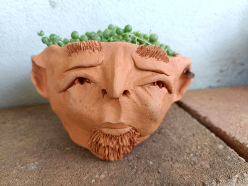 Magnus - Handmade Terracotta Face Pot | Ladyfern