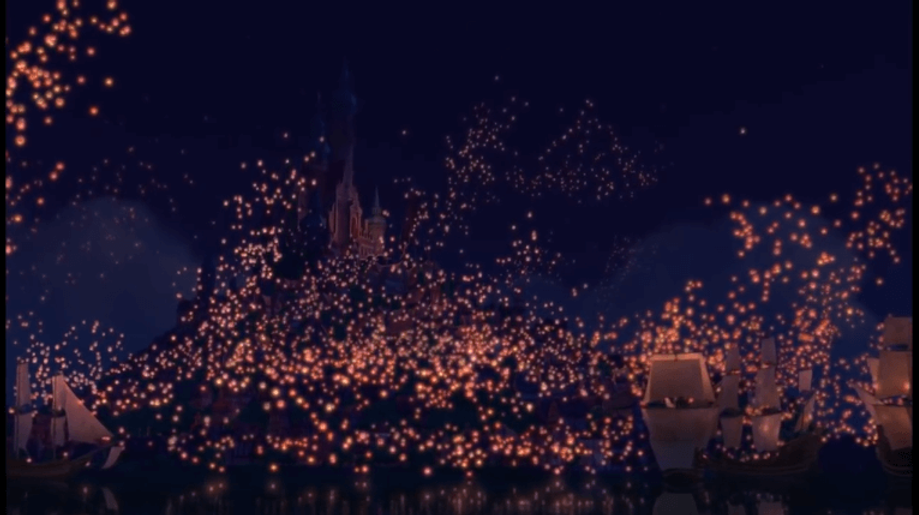 tangled floating lanterns background