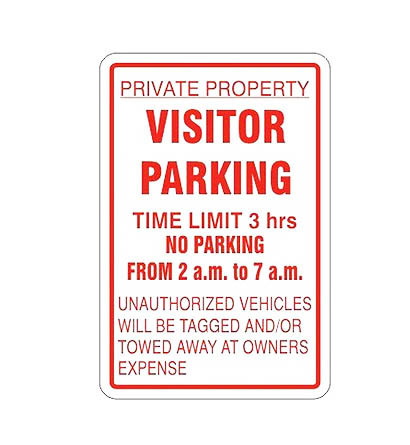 Visitor parking only between times with time limit | YMS Uniko Inc