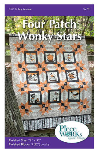 "Four Patch Wonky Stars" Quilt Pattern pdf | PieceWorksQuiltShop