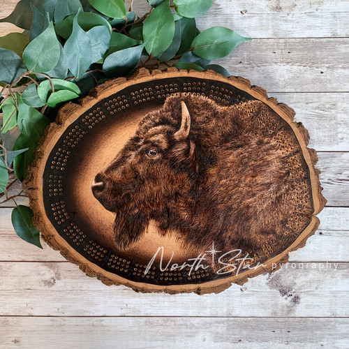 Bison Cribbage Board | NorthStar Pyrography
