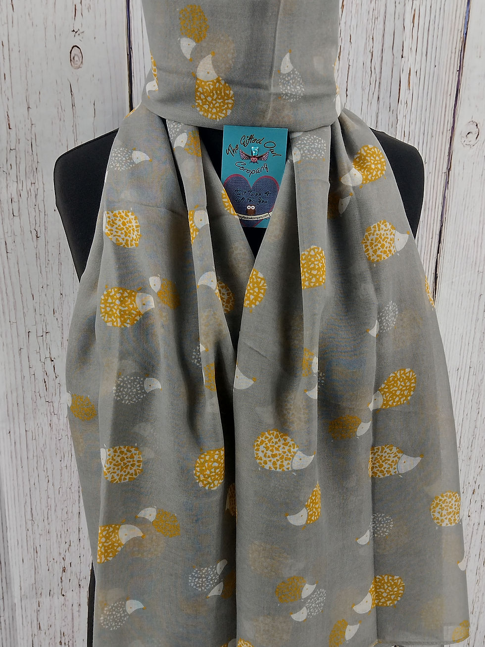 SCANDI HEDGEHOG SCARF - GREY - CUTE ANIMAL SCARF | the-gifted-owl-co