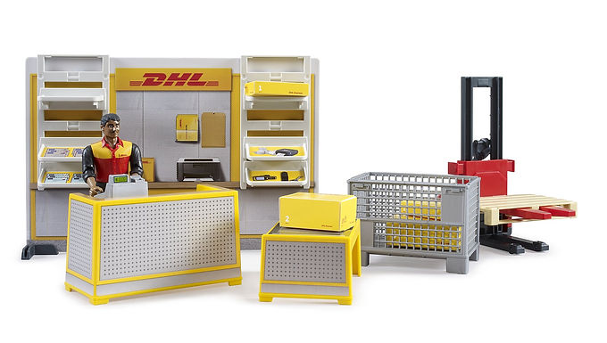 Bruder Bworld Dhl Shop W/Hand Pallet Truck