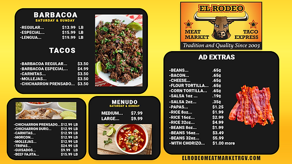 MENU | El Rodeo Meat Market