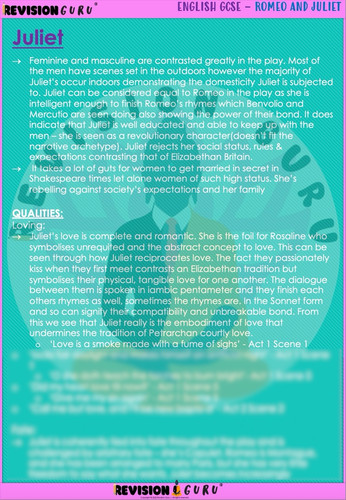 Romeo & Juliet' Character Profiles | GCSE English Revision