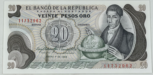 Columbia 1983 20 Pesos Oro P409d UNC, World Banknote | Cool Coins & Notes