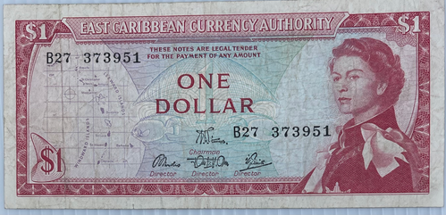1965 East Caribbean $1 Dollar P-13d, Used World Banknote | Cool Coins ...