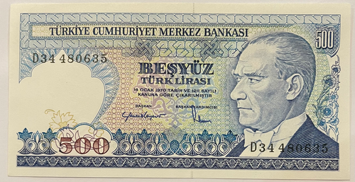 Turkey 1970 500 Lira P195a.2.2, UNC World Banknote | Cool Coins & Notes