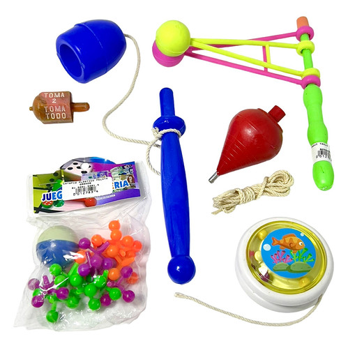 Kit Juegos de la Calle Trompo Yoyo Catapiz Valero Pirinola Taqui