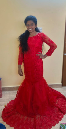 Red fish tail Gown | Roshini's Boutique