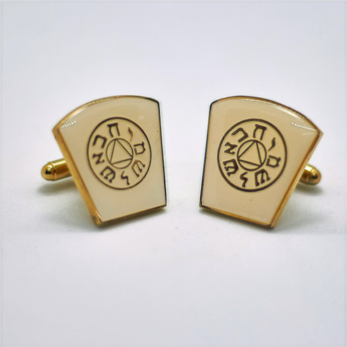 Mark Cream and Gold Corner Stone Cufflinks | MB Masonic Regalia