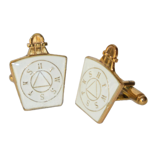 Mark Keystone White Cufflinks | MB Masonic Regalia