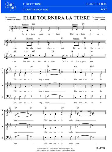 Elle tournera la terre SATB | Partitions-Musicales