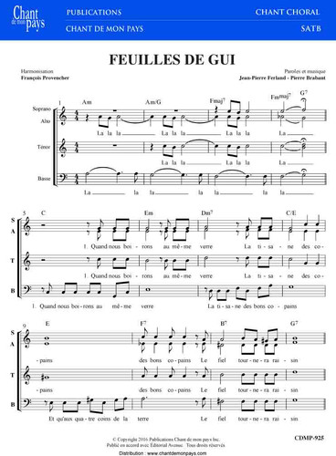 Feuilles de gui SATB | Partitions-Musicales