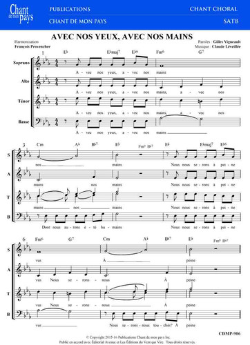 Avec nos yeux, avec nos mains SATB | Partitions-Musicales