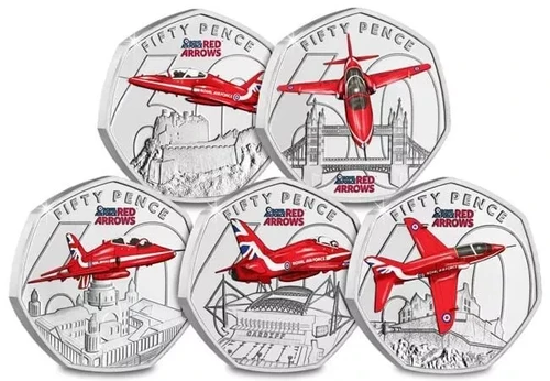 2024 Jersey Red Arrows Coloured 50p Set of 5 | Romiley Coins