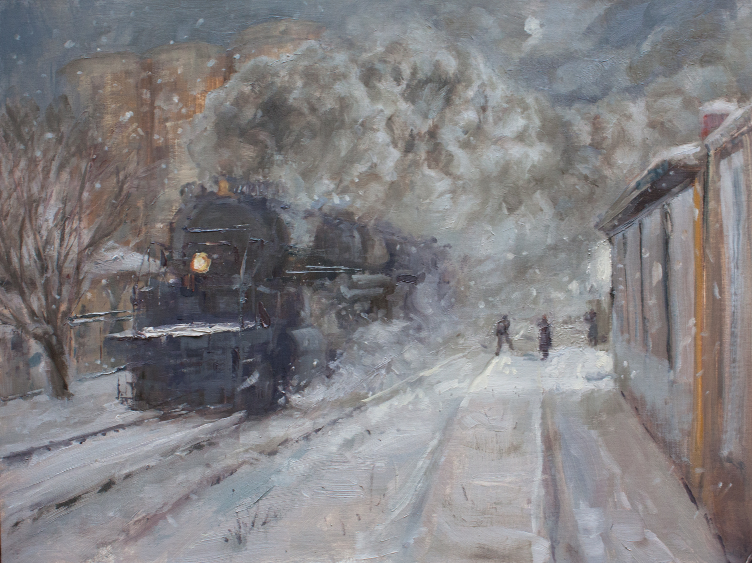 landscape painting, oil painting, james swanson, houses