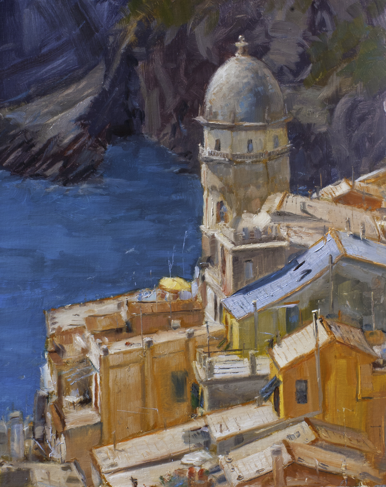 landscape painting, oil painting, james swanson, houses