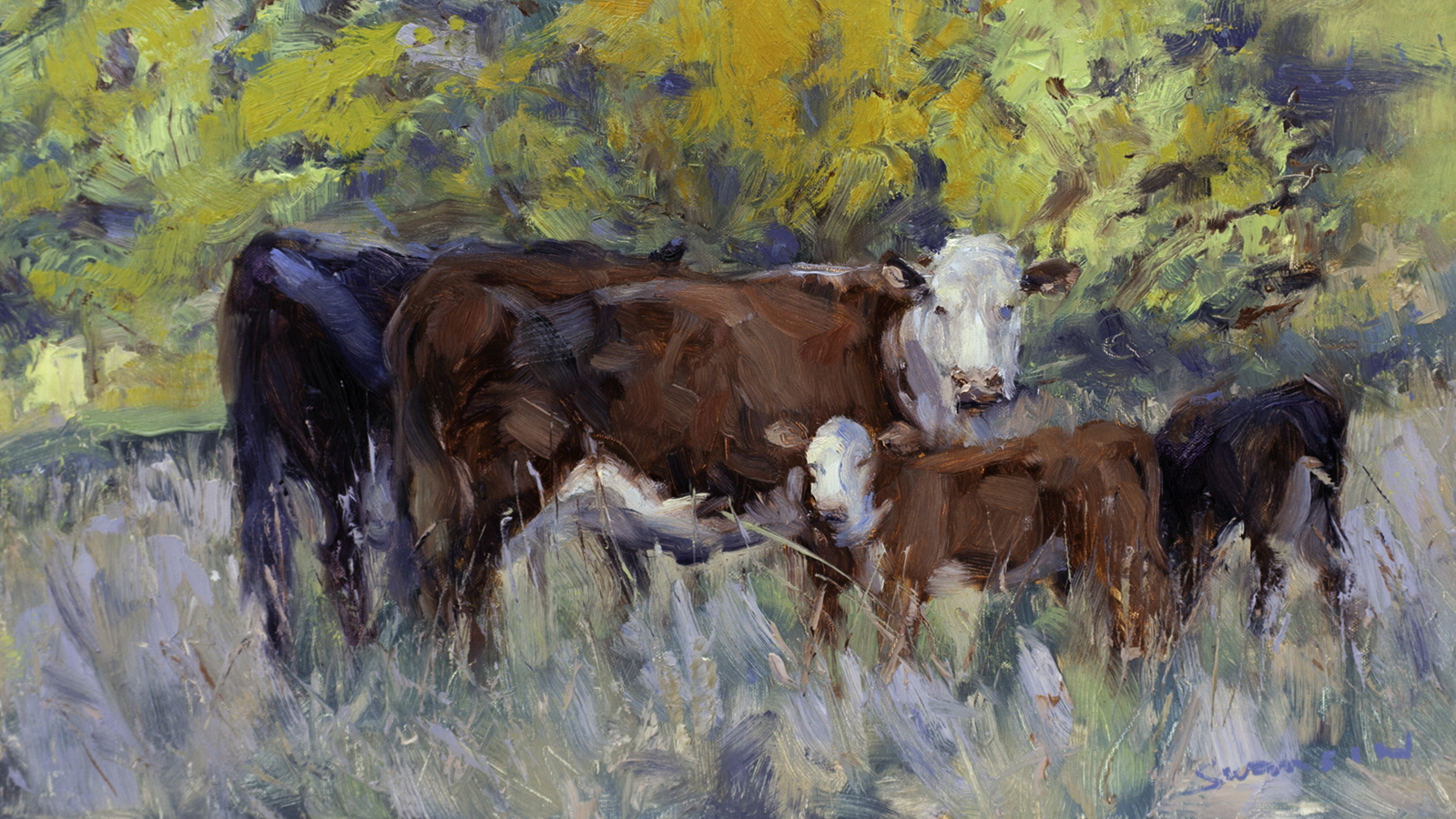 landscape painting, oil painting, james swanson, houses