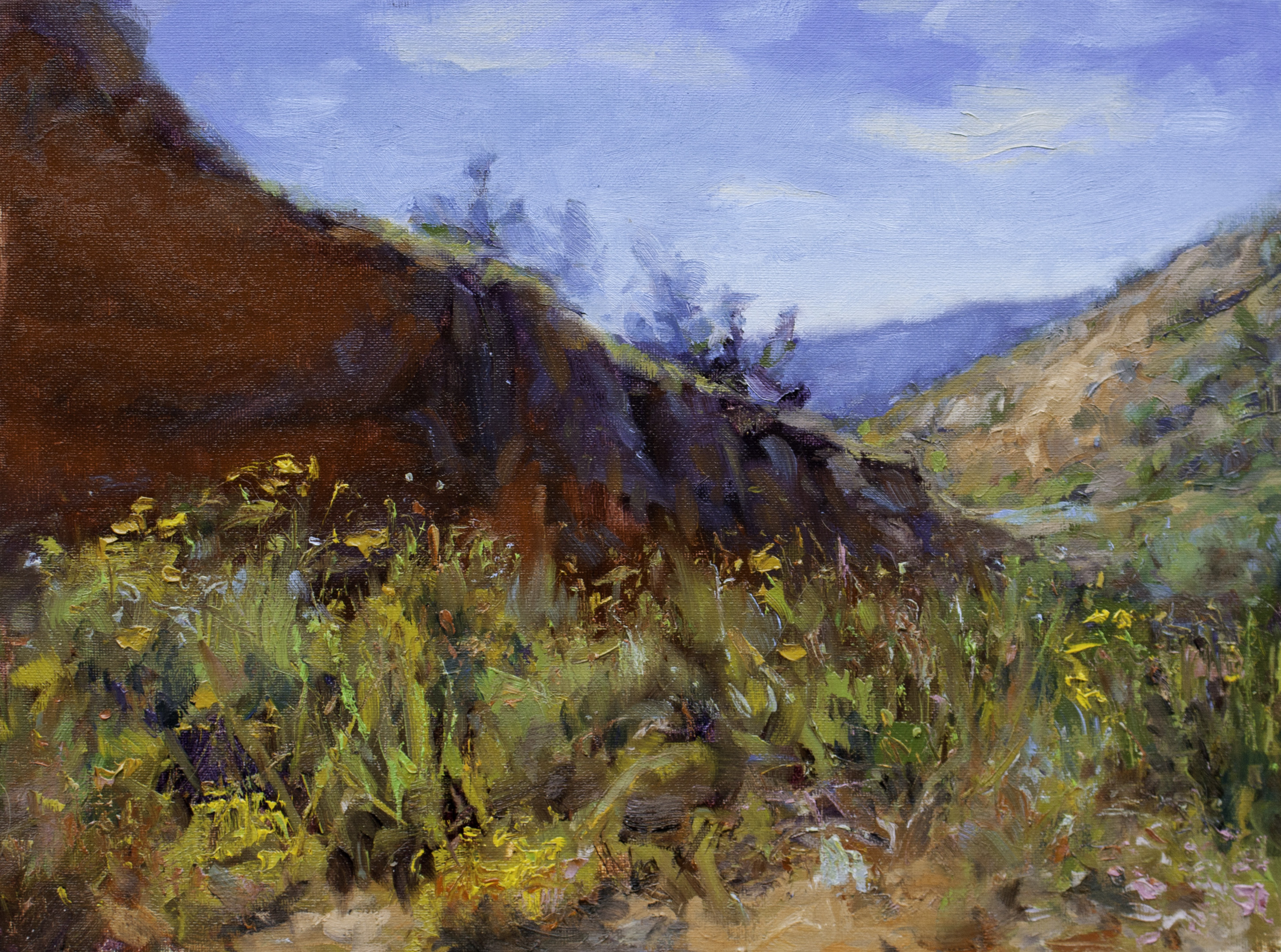 landscape painting, oil painting, james swanson, houses