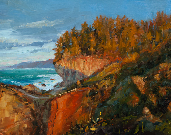 landscape painting, oil painting, james swanson, houses