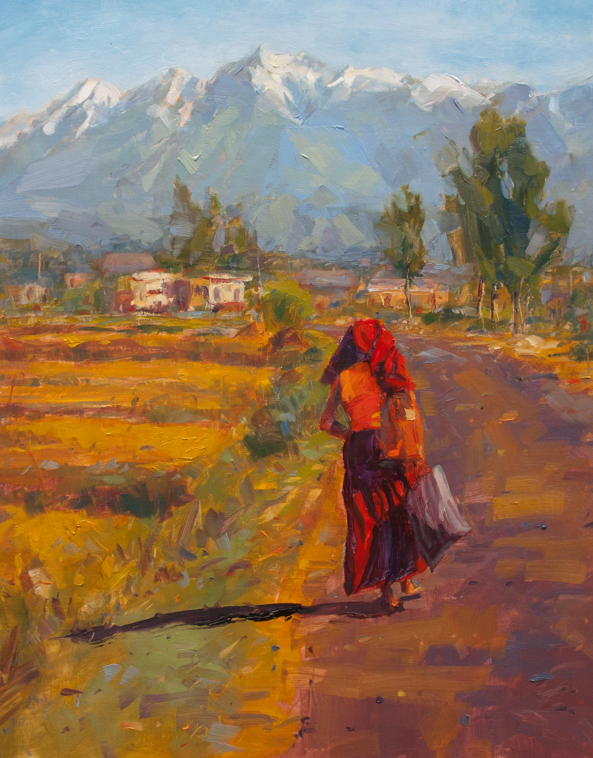 landscape painting, oil painting, james swanson, houses