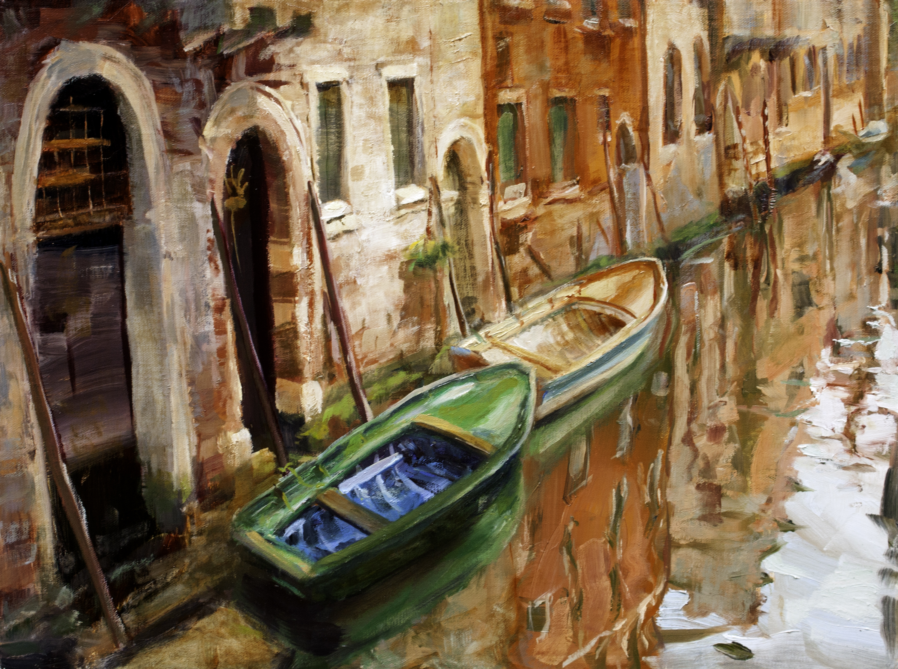 landscape painting, oil painting, james swanson, houses