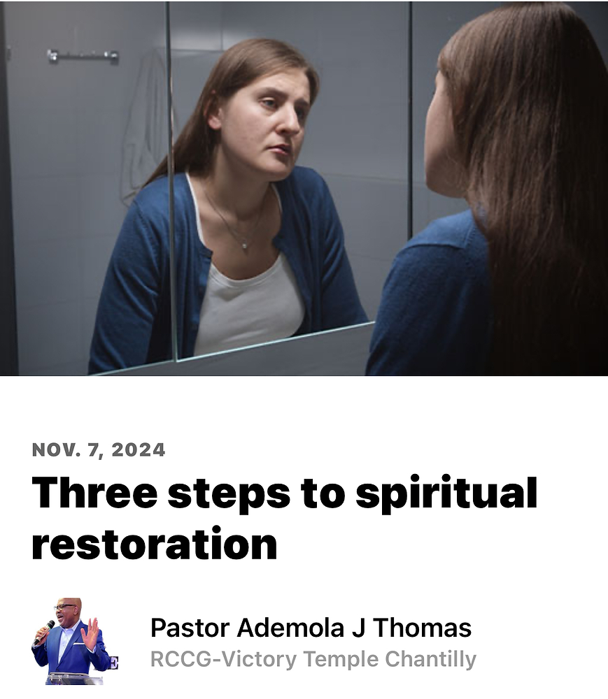 Three steps to spiritual restoration
