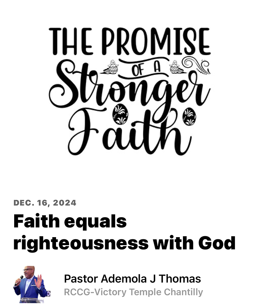 Faith equals righteousness with God