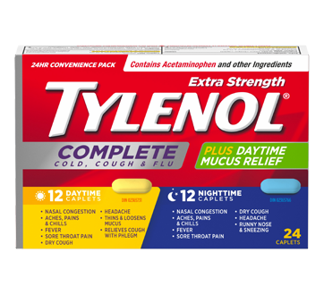 TYLENOL Complete Cold, Cough & Flu Daytime/Nighttime - 24 caplets ...