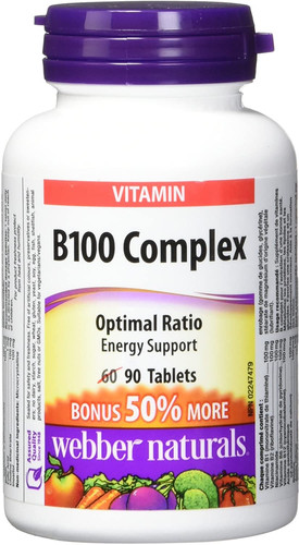 Webber Naturals Vitamin B100 Complex Tablet, 100mg | Belmont Drugs