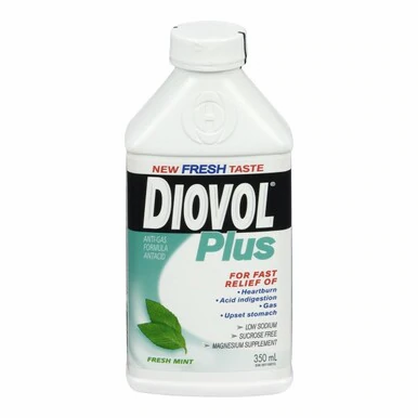 Diovol Fast-Acting Antacids Plus Suspension (Mint) - 350 mL | Belmont Drugs