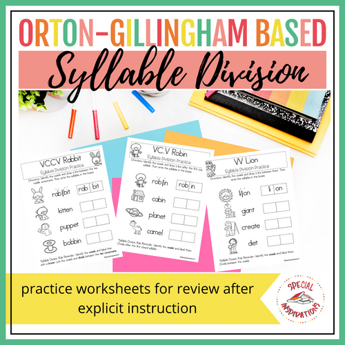 Syllable Division Worksheets | Special Inspirations