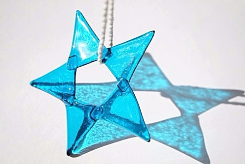 Fused Glass Star, Blue | gardenstateglasswork