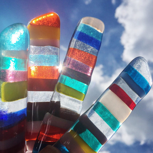 Fused Glass Suncatcher, Stripes | gardenstateglasswork