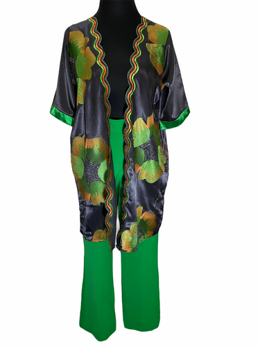 Polyester Satin Wide Sleeve Kimono | Omowale Expressions