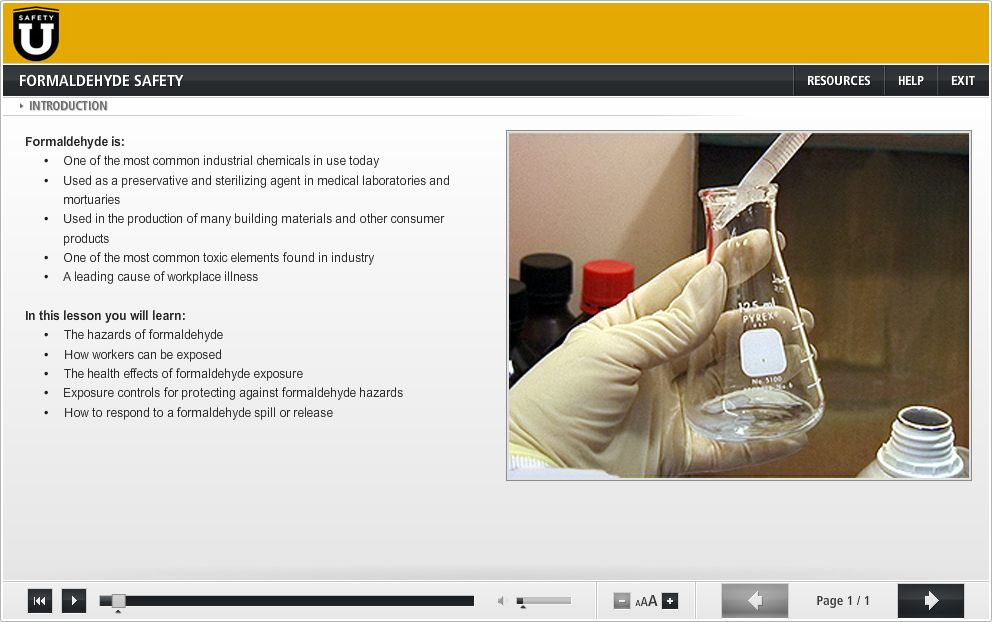 Formaldehyde Safety Online Training Course | SafetyU.com
