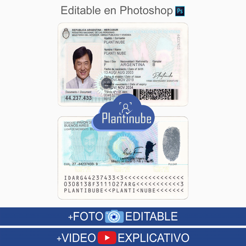 Plantilla Del Dni De Argentina Editable En Photshop Psd Plantinube | My ...