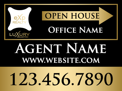 EXP 18X24" Open House Sign Panel Luxury Gold | premier-signs