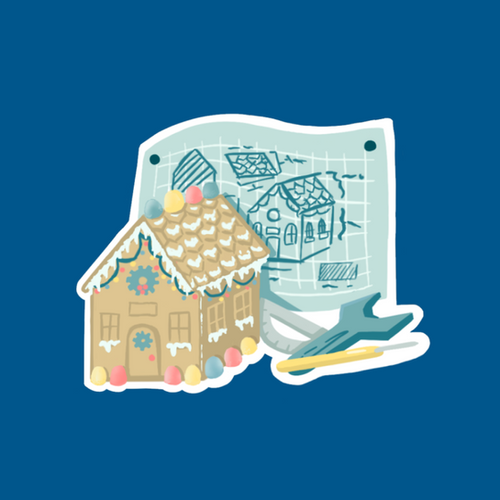 Gingerbread Blueprint Sticker | Reinvented Magazine