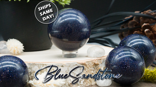 Blue Goldstone Crystal Sphere Sandstone Healing Stone Home Decor Boho ...