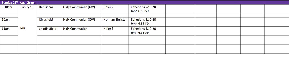 Service Rota | HR Wainford Churches