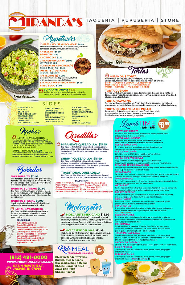 Menu | Mirandas Jasper | Jasper