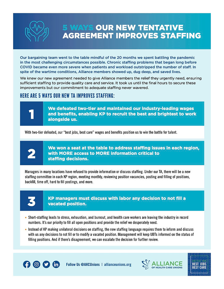 5 Ways Our New Tentative Agreement Improves Staffing