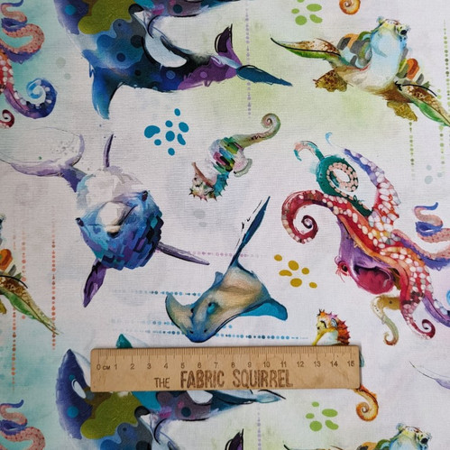 Sea Life Fabric - Shining Sea by 3 Wishes Fabrics | The Fabric Squirrel